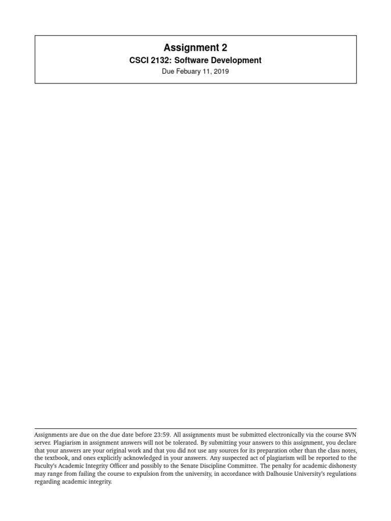 Assignment 2: CSCI 2132: Software Development | PDF
