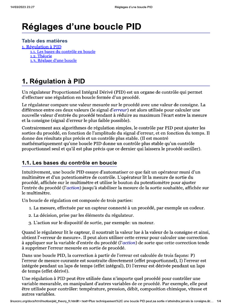 Réglages D'une Boucle PID | PDF