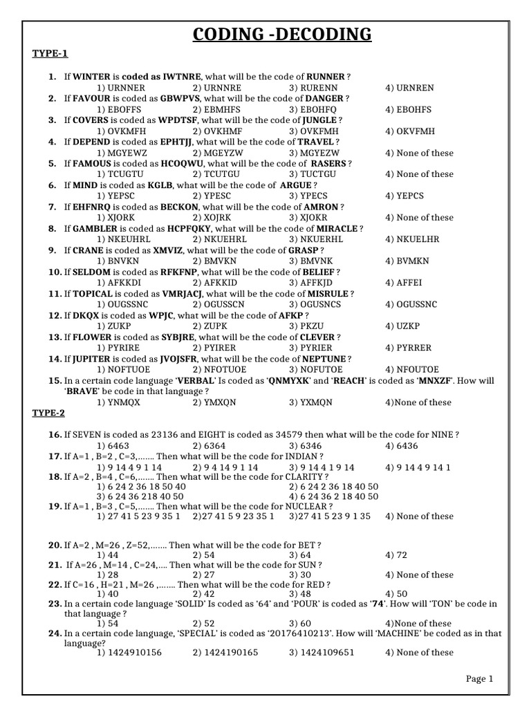 Coding Decoding-2 | PDF