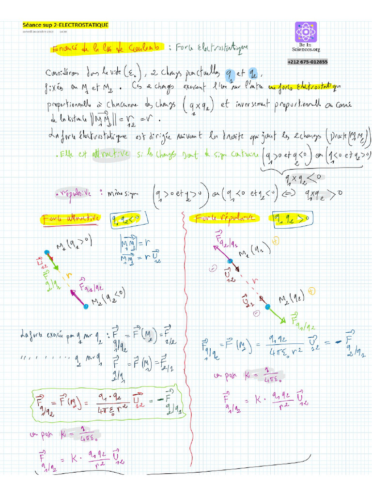 Lecon 6 Force Electrostatique Loi de Coulomb | PDF