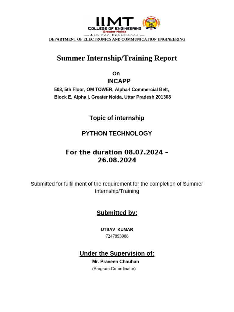 Utsav Intert Report Final | PDF