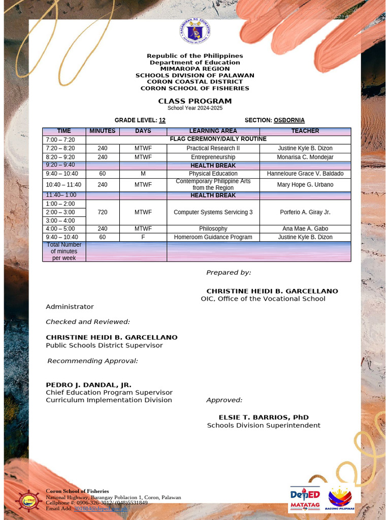 Class Program Final SHS | PDF