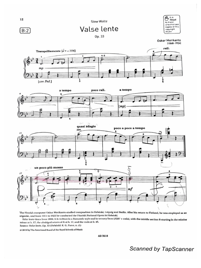 Valse Lente - Oskar Merikanto | PDF