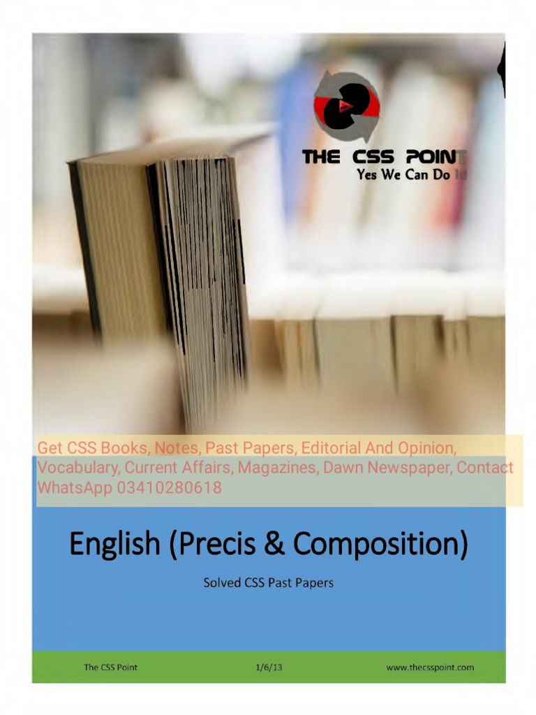 CSS English (Precis & Composition) Solved Past Papers | PDF