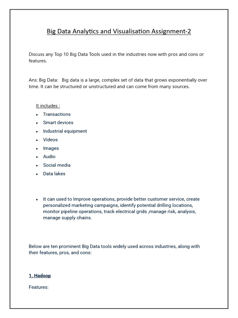 Big Data Analytics and Visualisation Assignment | PDF