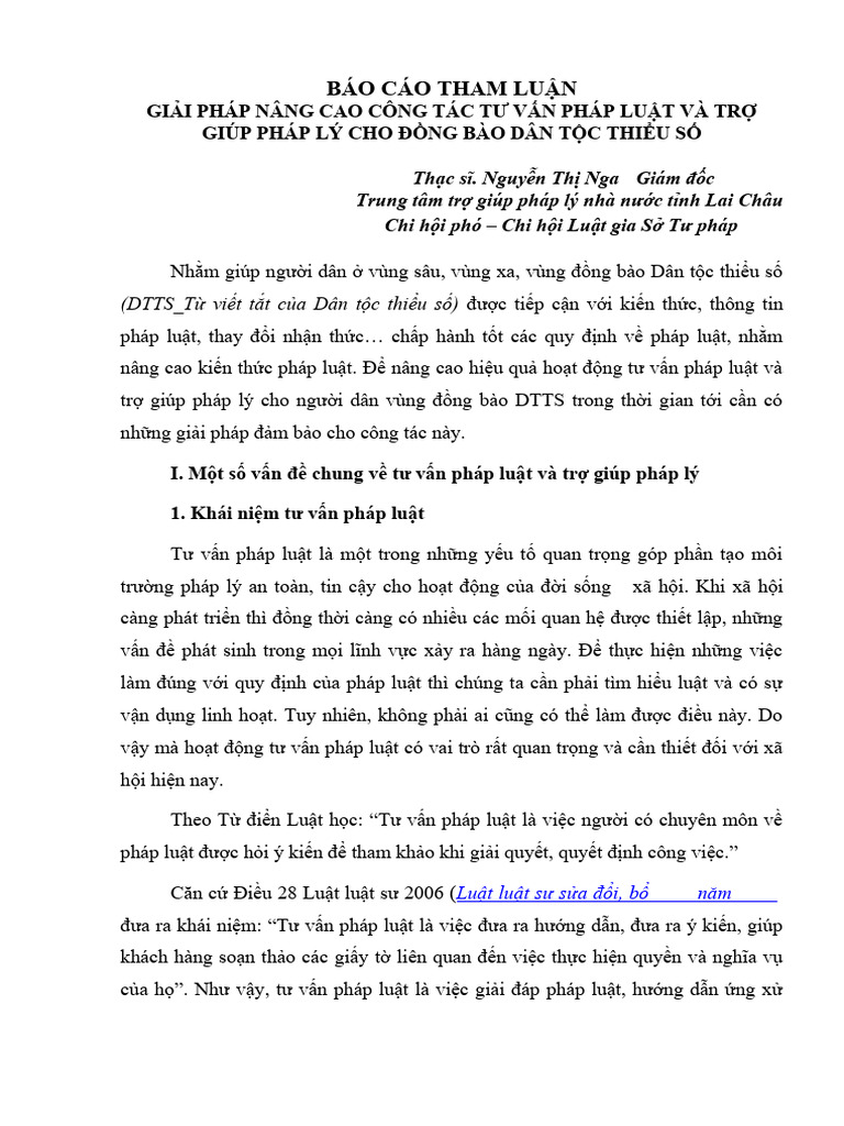1giai Phap Nang Cao Cong Tac TVPLTGPL Cho Dong Bao Dtts | PDF