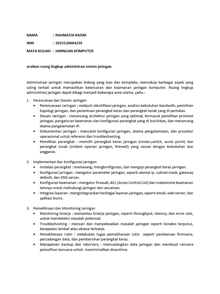 Rahmatia Kasim, Jaringan Komputer 2 | PDF