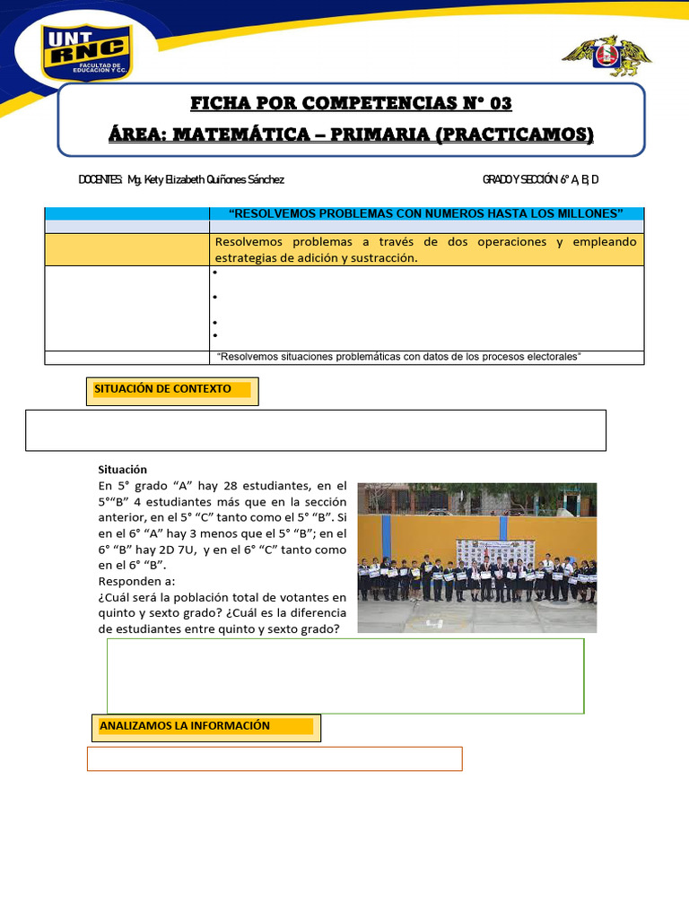Ficha 03 - Adición y Sustracción Hasta Millones Kety | PDF | Sustracción | Números