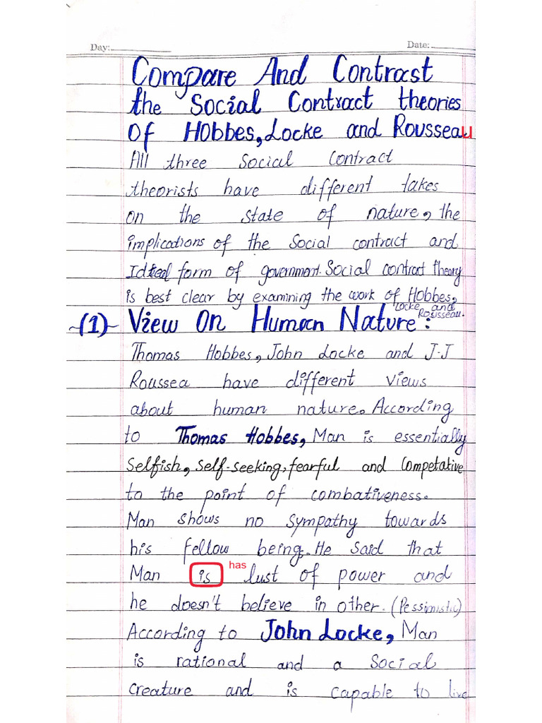 comparison between Locke John and Rousseau | PDF