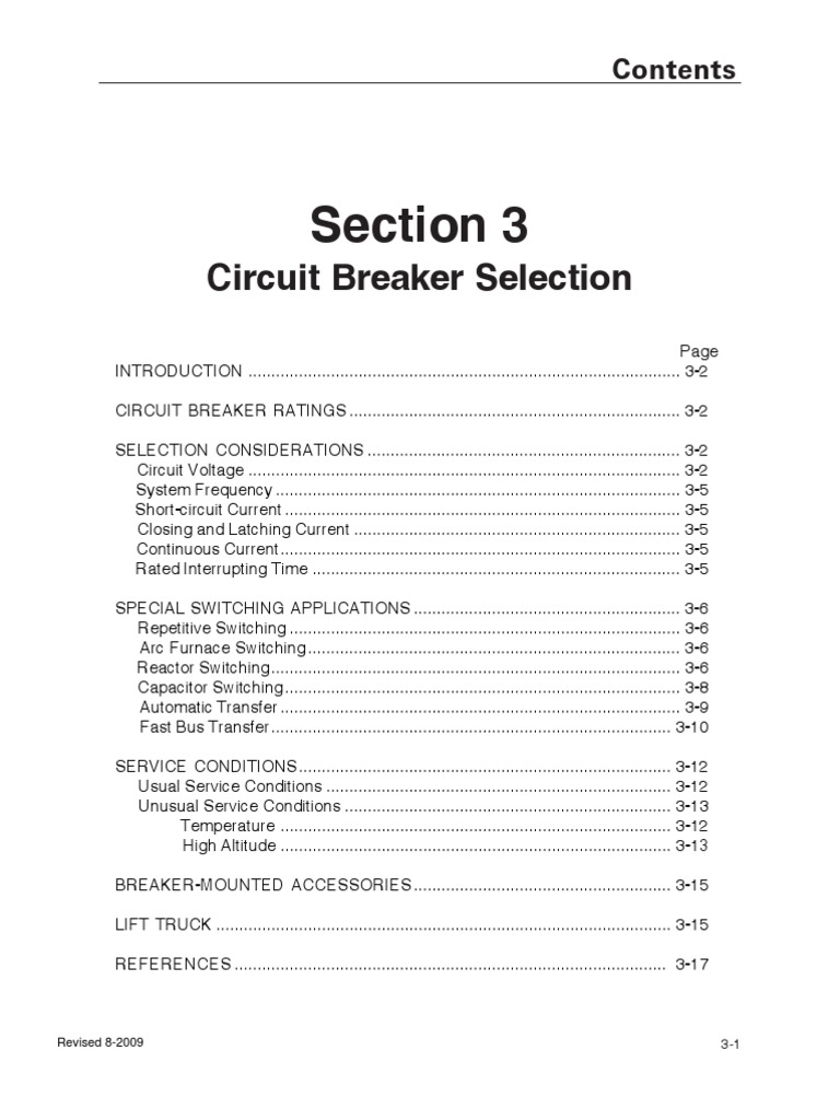 Circuit Breaker Selection | PDF | Relay | Capacitor
