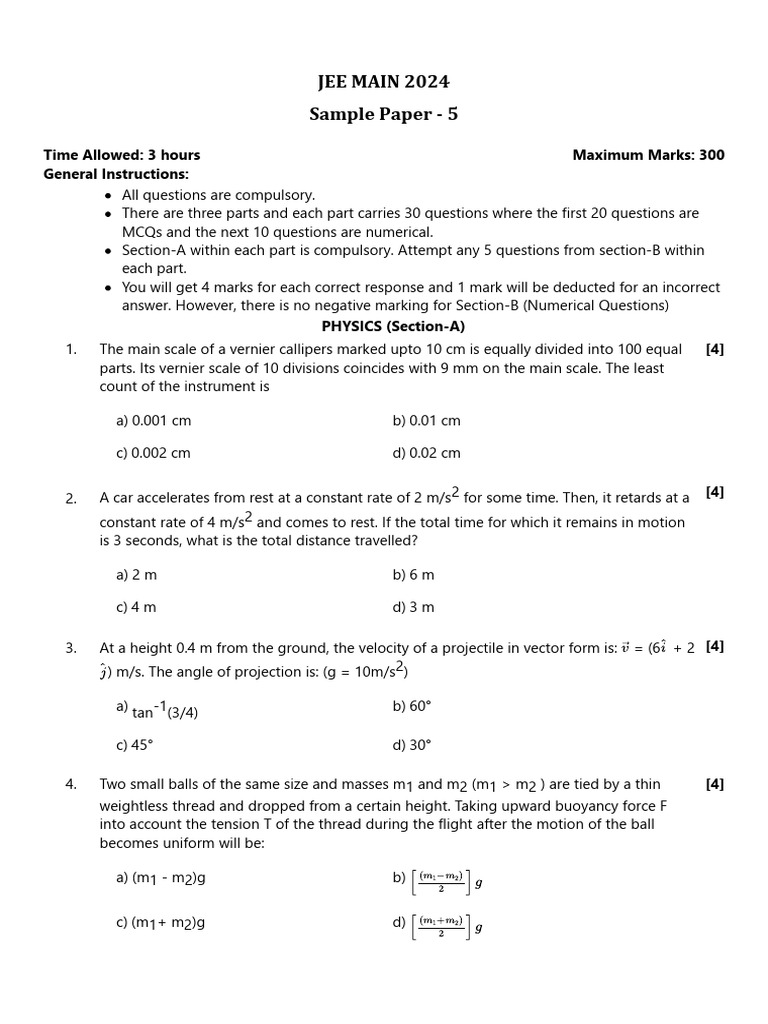 JEE PCM Sample | PDF