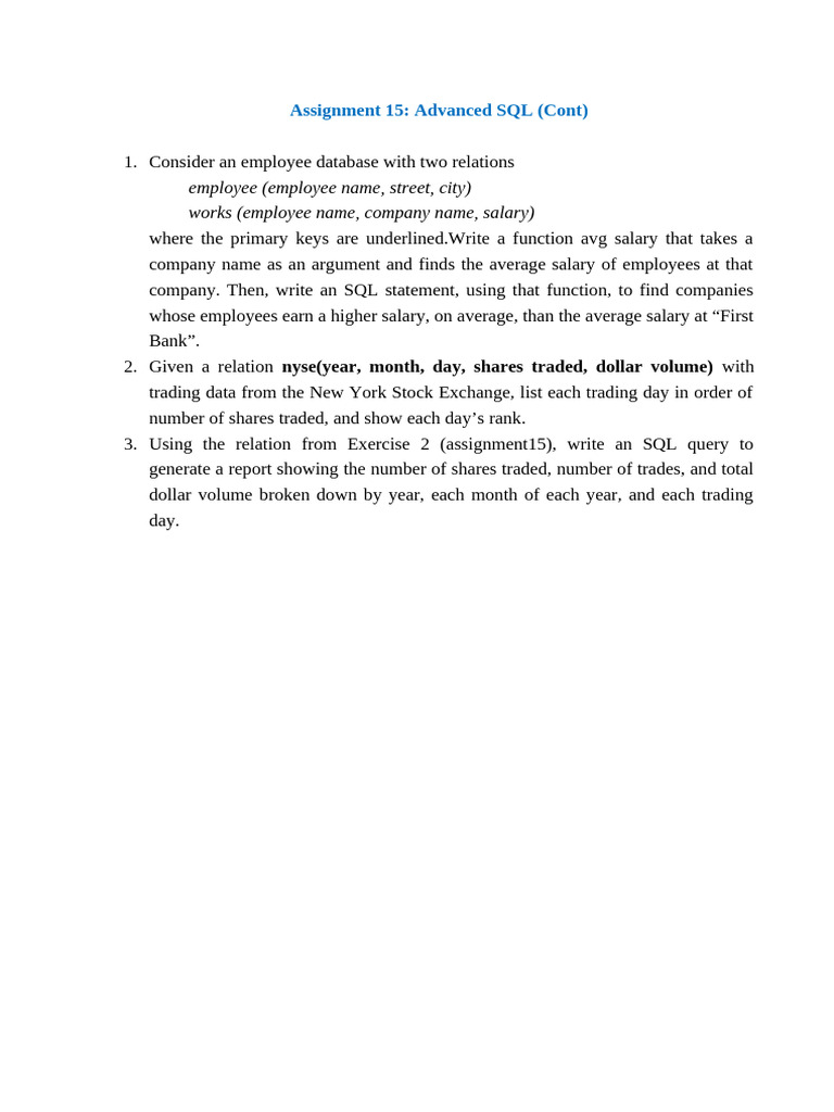 Assignment DB 15 | PDF