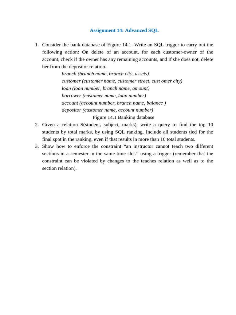 Assignment DB 14 | PDF