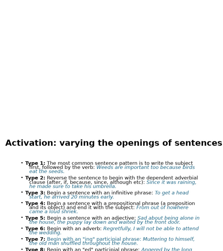 Varying Sentence Openings | PDF