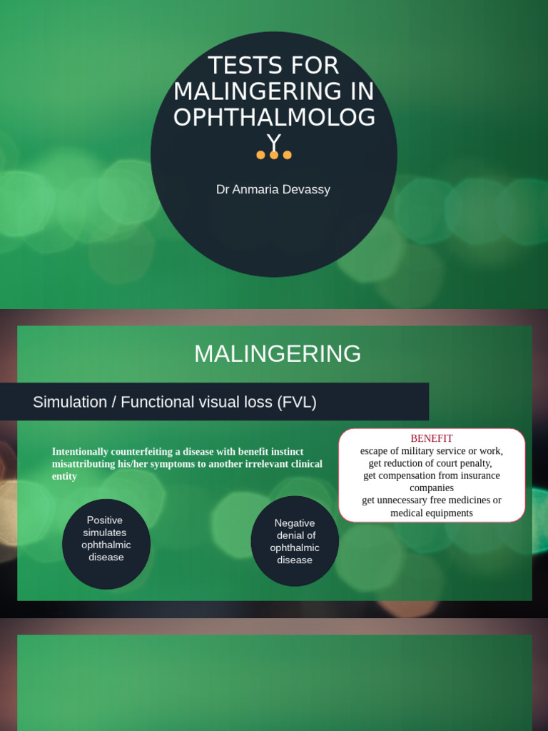 Tests For Malingering in Ophthalmology | PDF