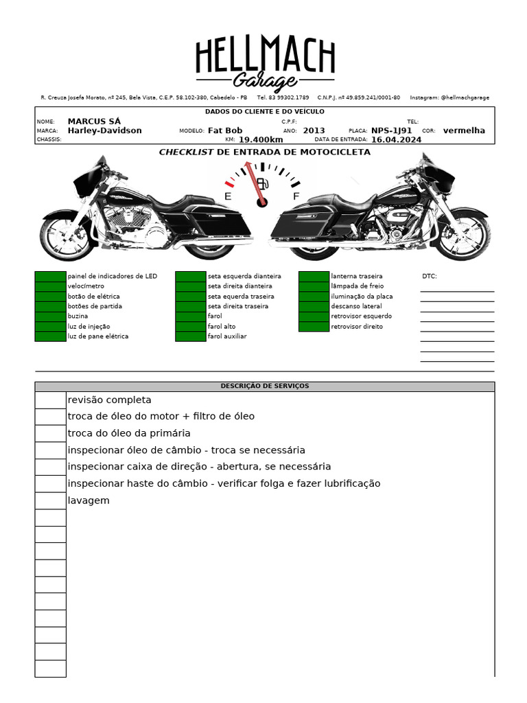 Checklist Entrada | PDF