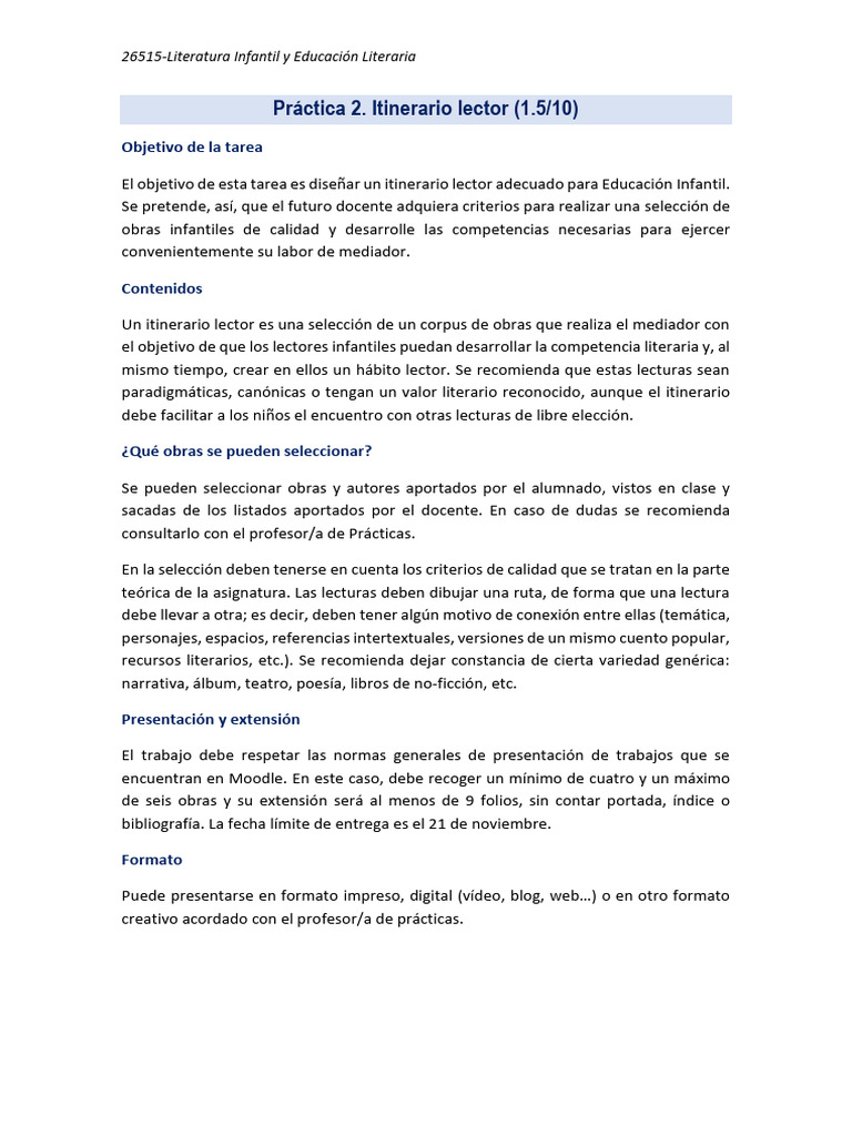 Practica2 - Itinerario Lector | PDF