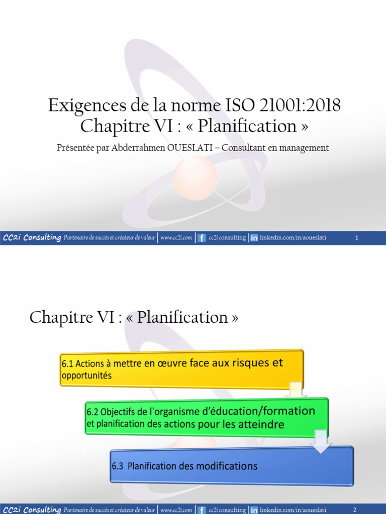 Fascicule Du Chapitre 6 - Formation ISO 21001 - Exigences | PDF