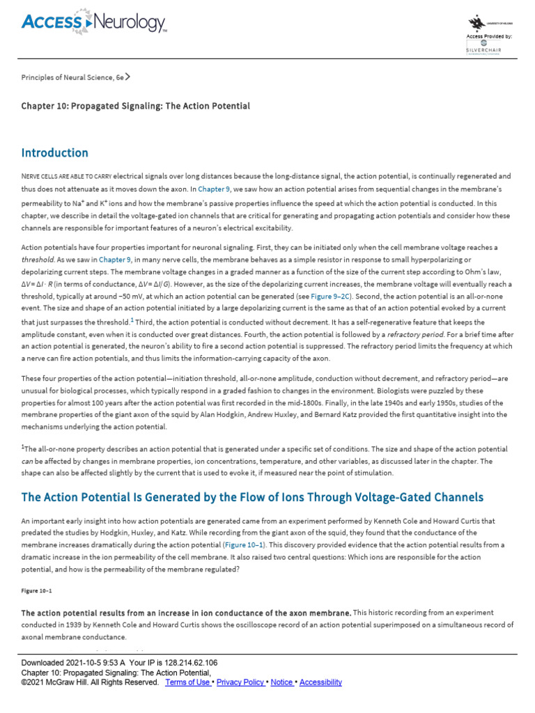 Chapter 10 Propagated Signaling The Action Potential | PDF | Action ...