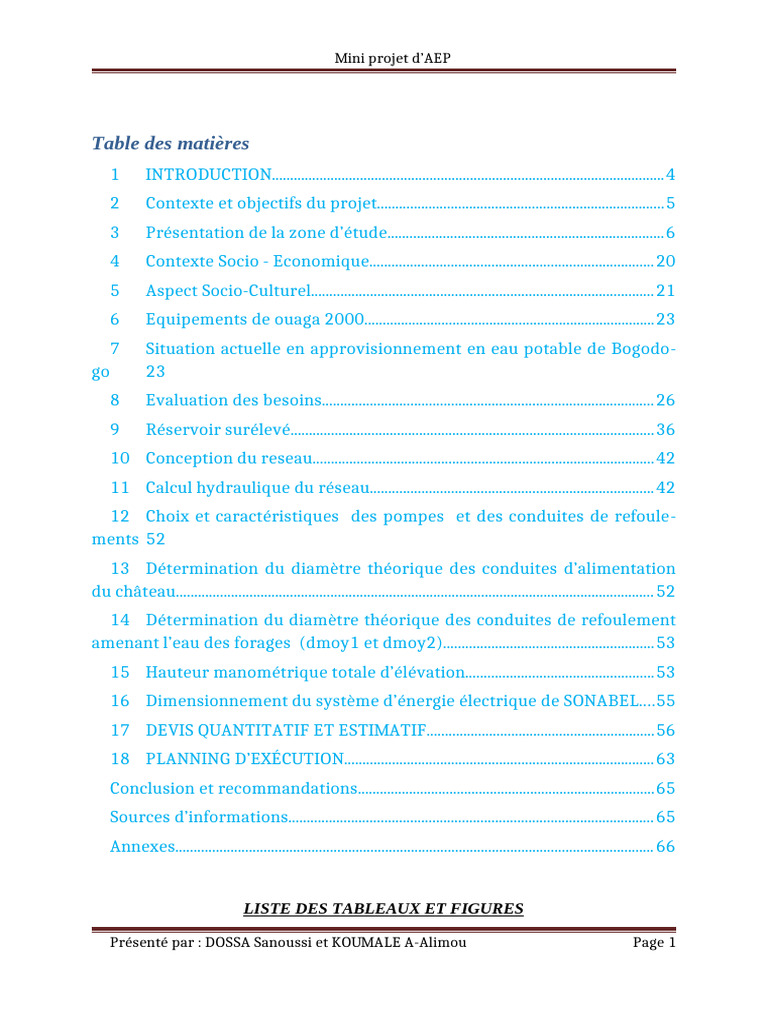 Mini Projet Aep 2012 | PDF