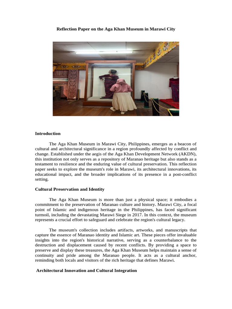 Reflection Paper On The Aga Khan Museum in Mar | PDF