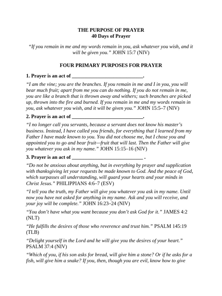 Lesson 1 The Purpose of Prayer | PDF