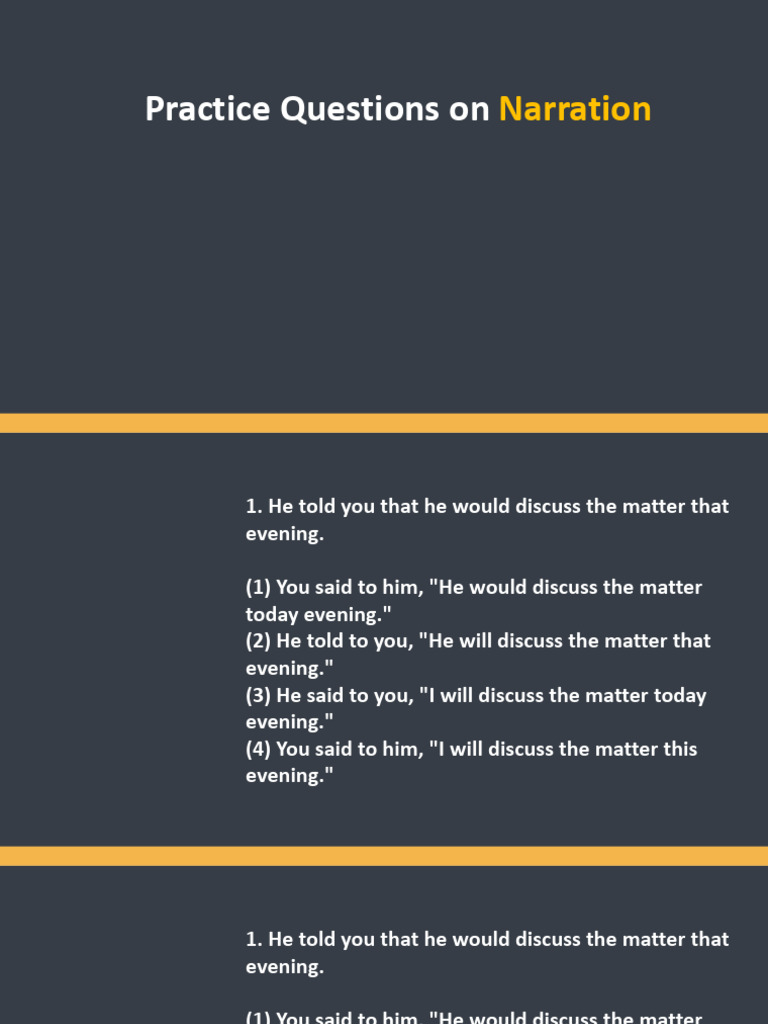 Narration Practice Questions | PDF