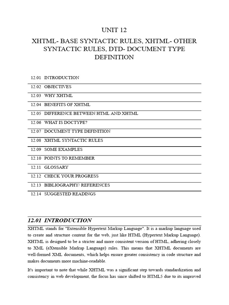 12 XHTML - Base Syntactic Rules | PDF