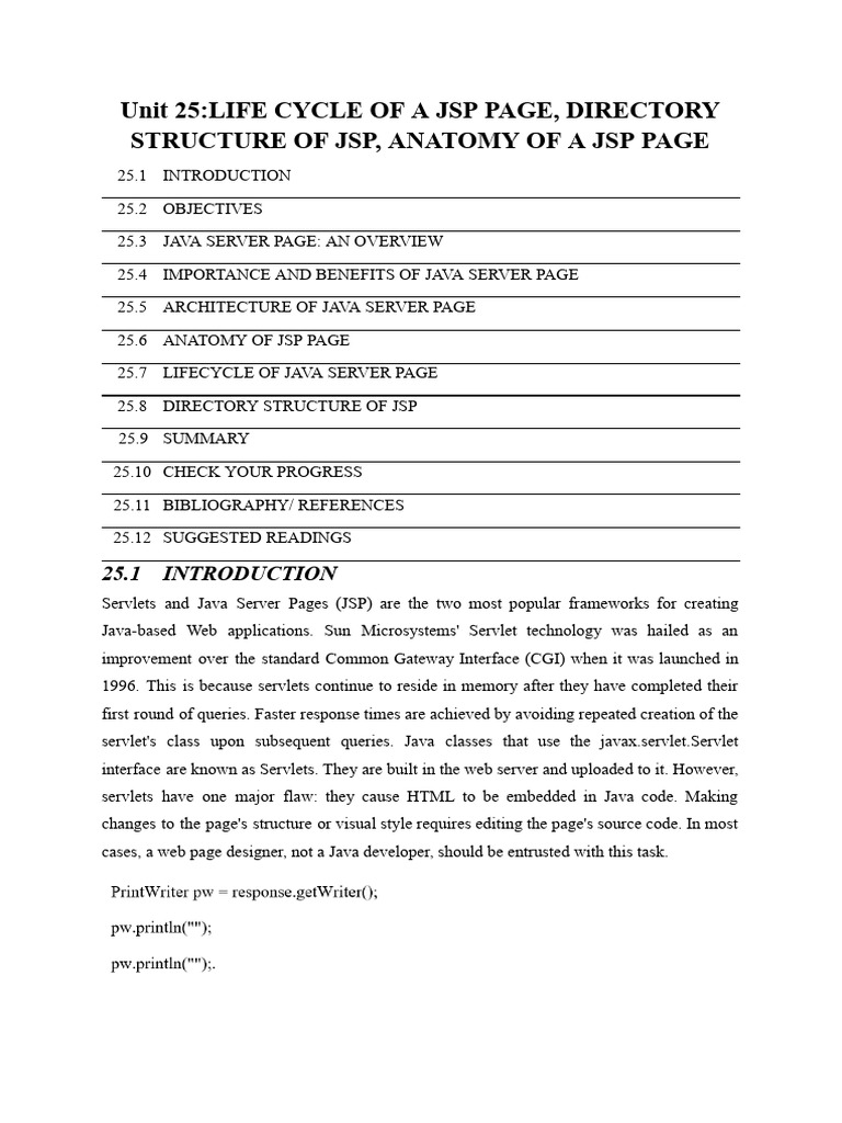25 Life Cycle of A JSP Page, Directory Structure of JSP, Anatomy of A JSP Page | PDF