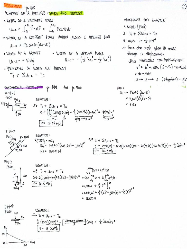 Dynamics Work and Energy | PDF