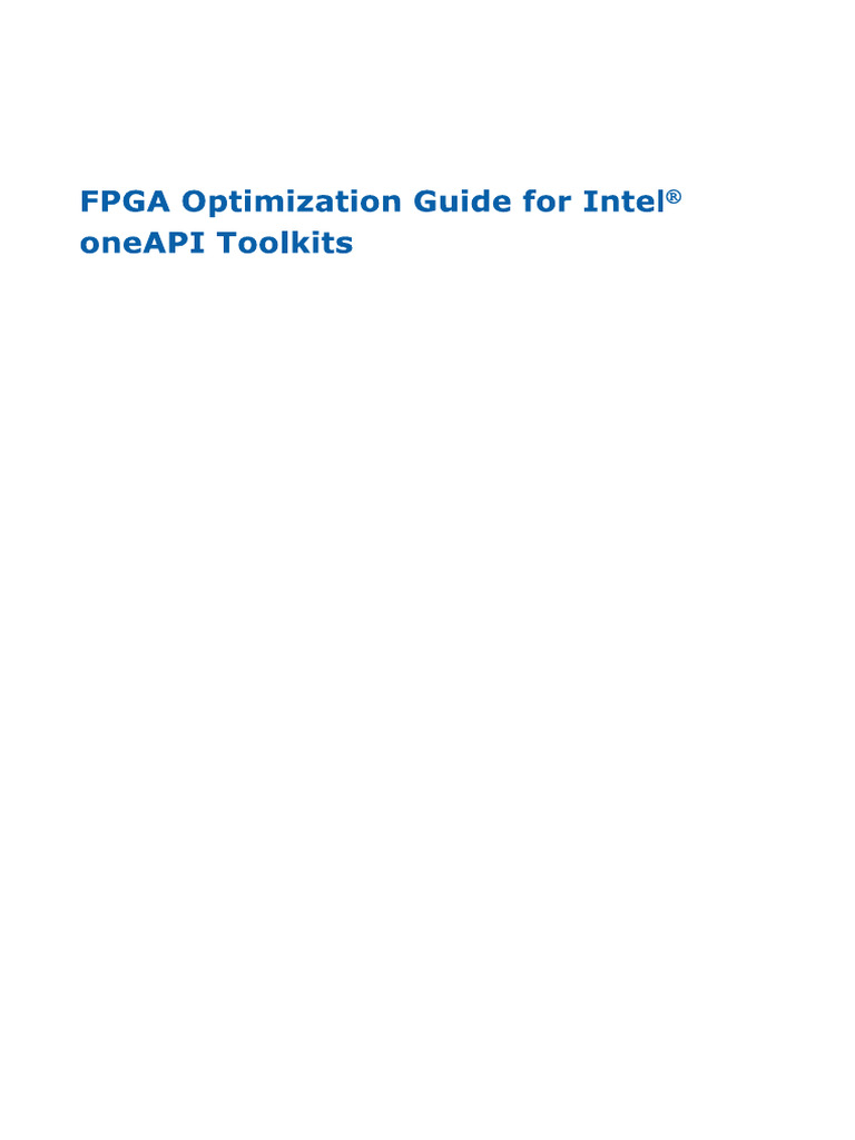 FPGA Optimization Guide for Intel | PDF