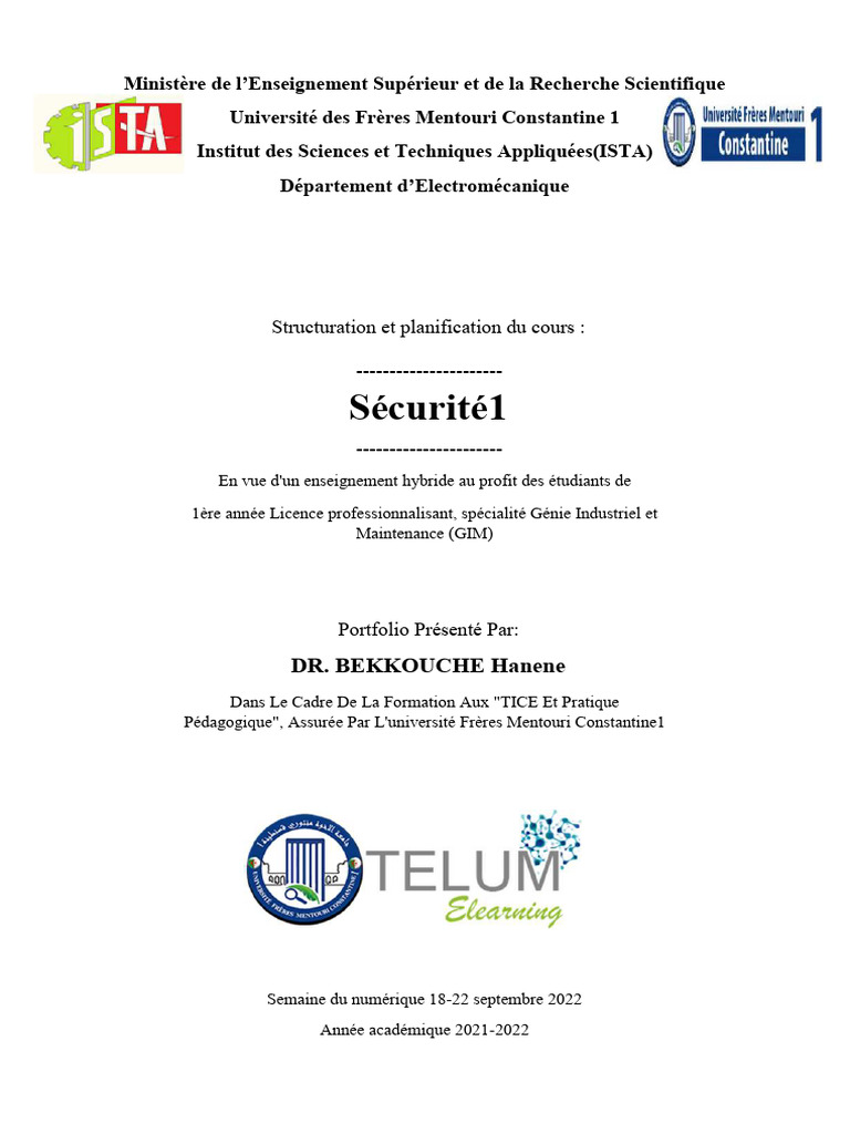 BEKKOUCHE_Hanene_UFMC1_ISTA_Electromécanique | PDF