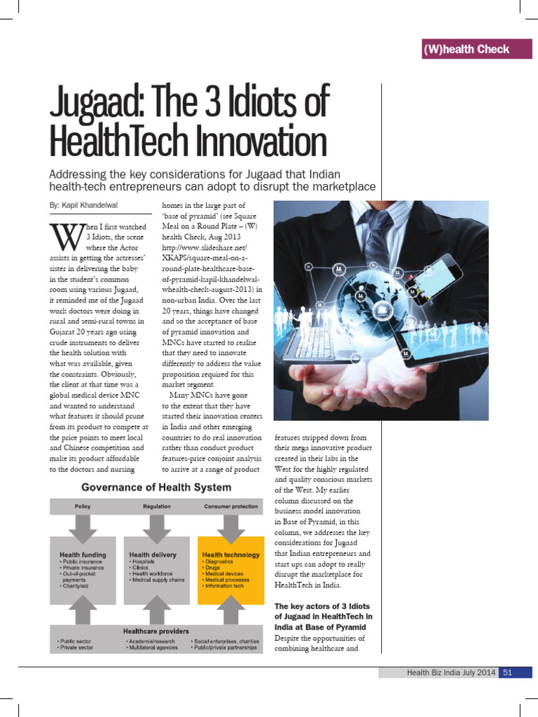 Jugaad - The 3 Idiots of Healthtech Innovation | PDF