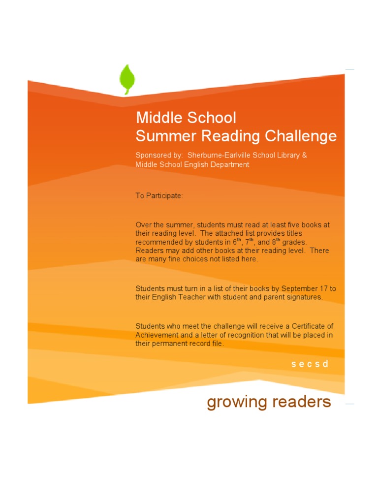 Middle School Summer Reading List | PDF