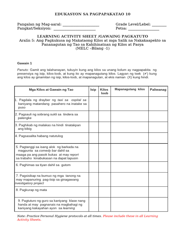 ESP 10 Module 5 LAS MELC 1 | PDF