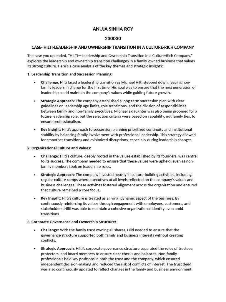 Anuja Sinha Roy - Hilti Case | PDF