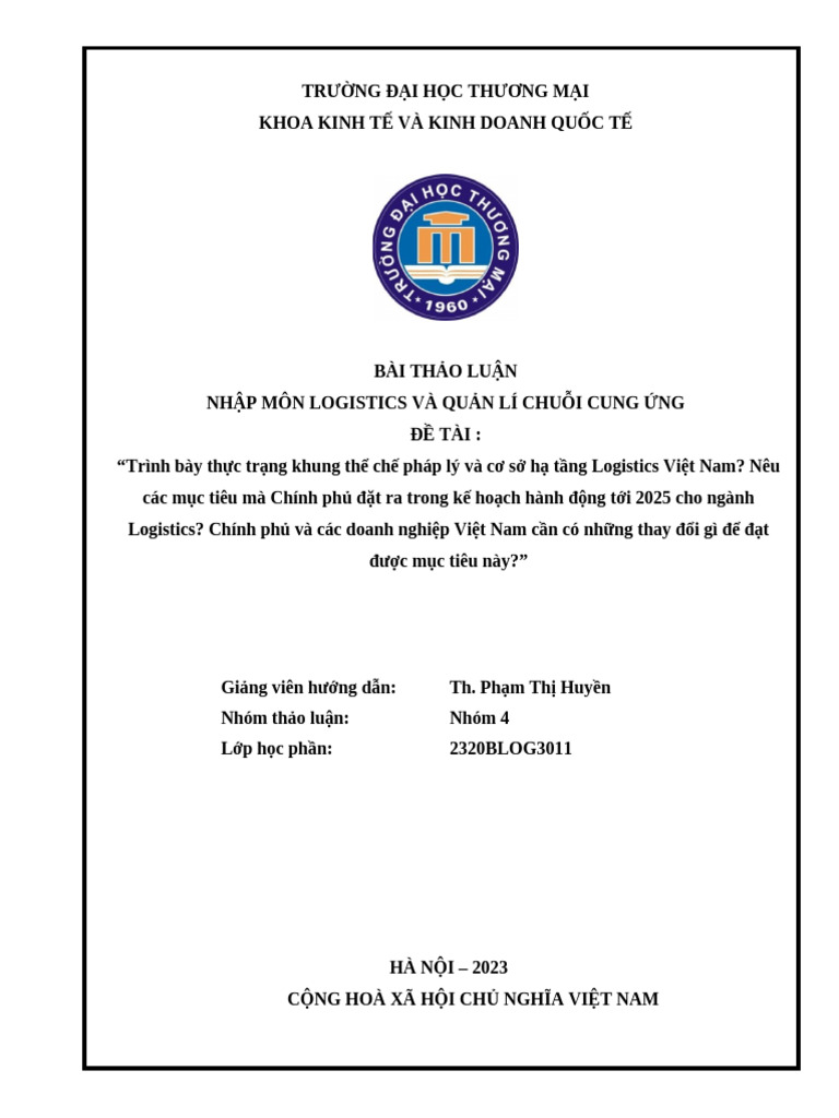 nhập môn logistics và qly ccu | PDF