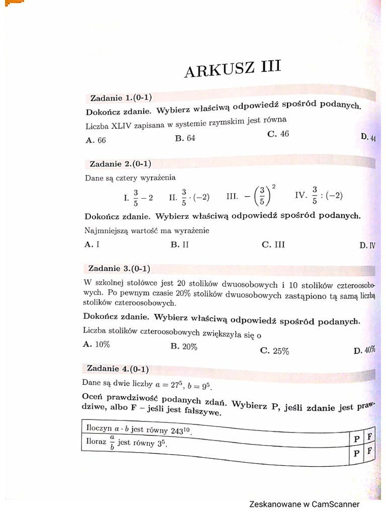 Arkusz 3 | PDF