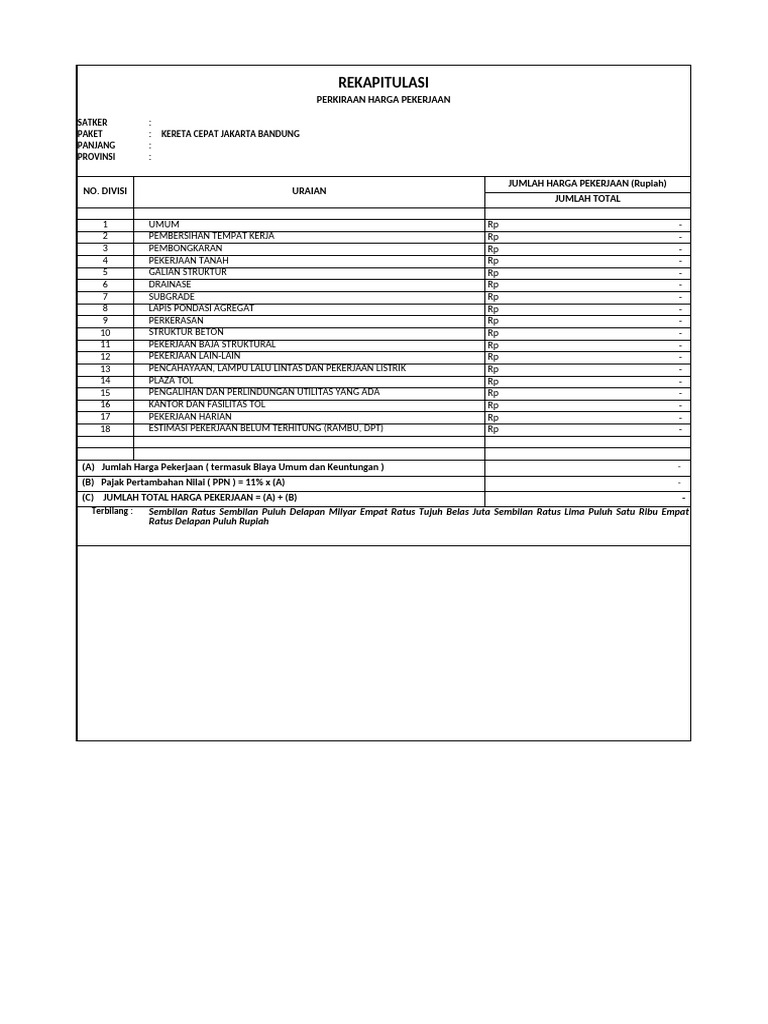 Boq Kosong Karawang | PDF