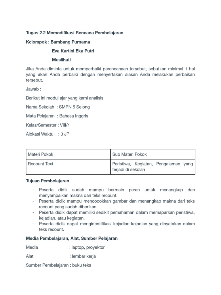 Tugas 2 Modifikasi Modul Ajar | PDF