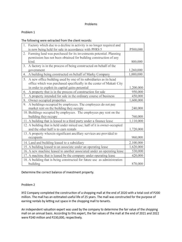 Aud-Prob-2_Exercises_Investment-Prop | PDF