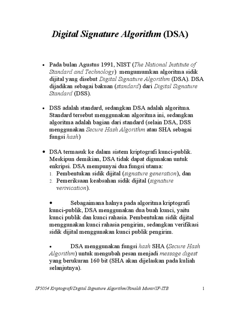 Digital Signature Algorithm | PDF