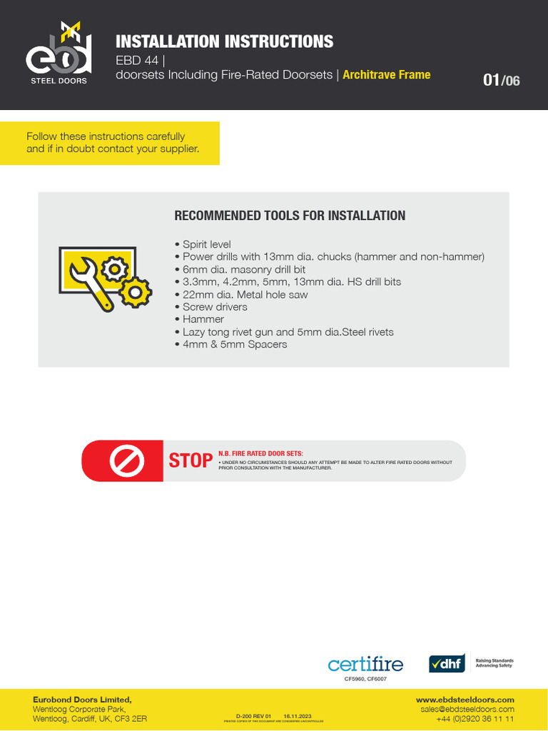 Ebd Steel Doors Installation Guide Pdf Door Rivet