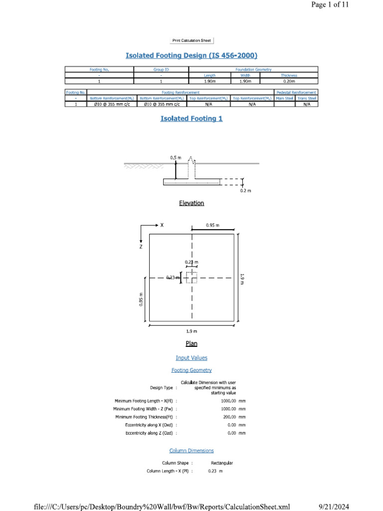 BW Staad Output | PDF