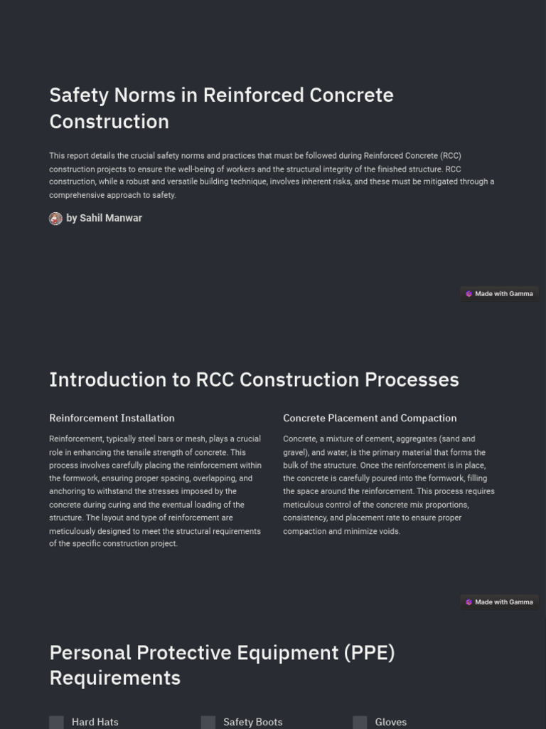 RCC Construction Safety Norms Guide | PDF | Concrete | Electrical Wiring