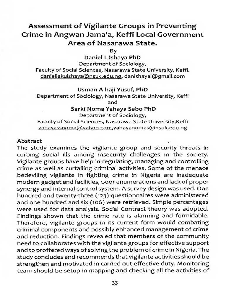 Effectiveness of Vigilante | PDF