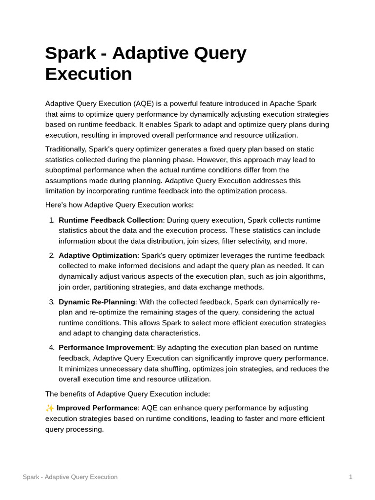 Spark - Adaptive Query Execution 1 | PDF