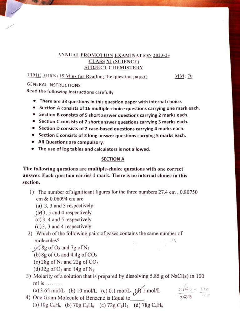 CCB Chemistry Question Paper | PDF