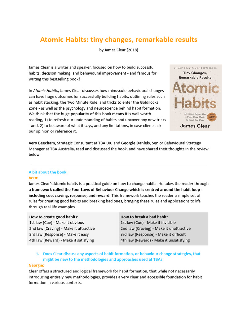 Atomic Habits Review Oct 2023 | PDF