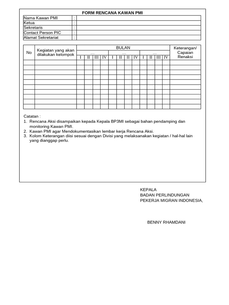 Form Rencana Aksi Kawan Pmi | PDF